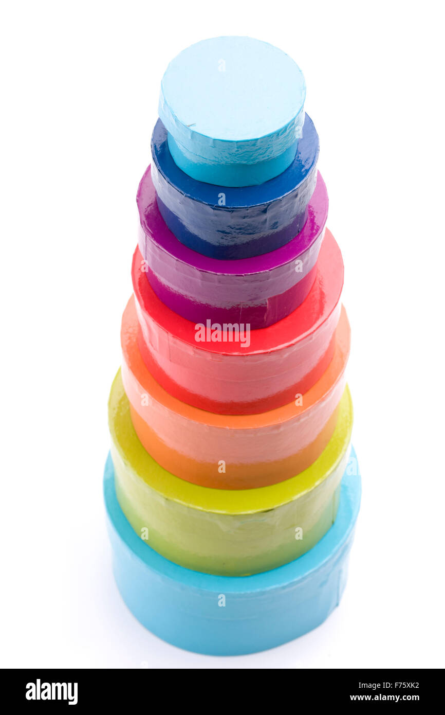 colored round boxes on white background Stock Photo - Alamy
