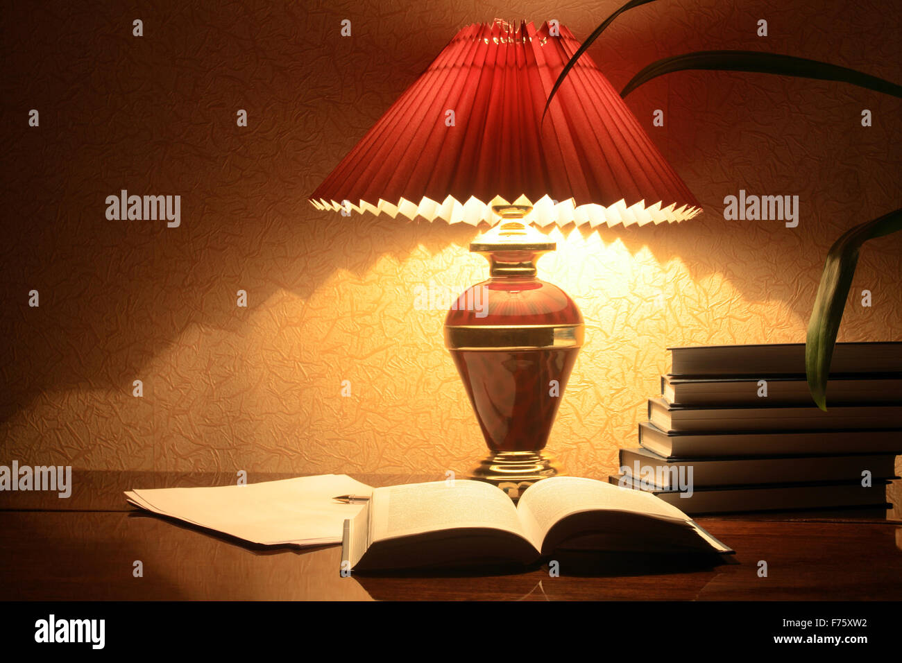 Lamp And Books Stock Photo - Alamy
