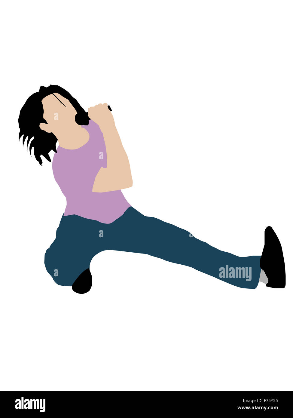 man in singing pose holding microphone Stock Photo - Alamy