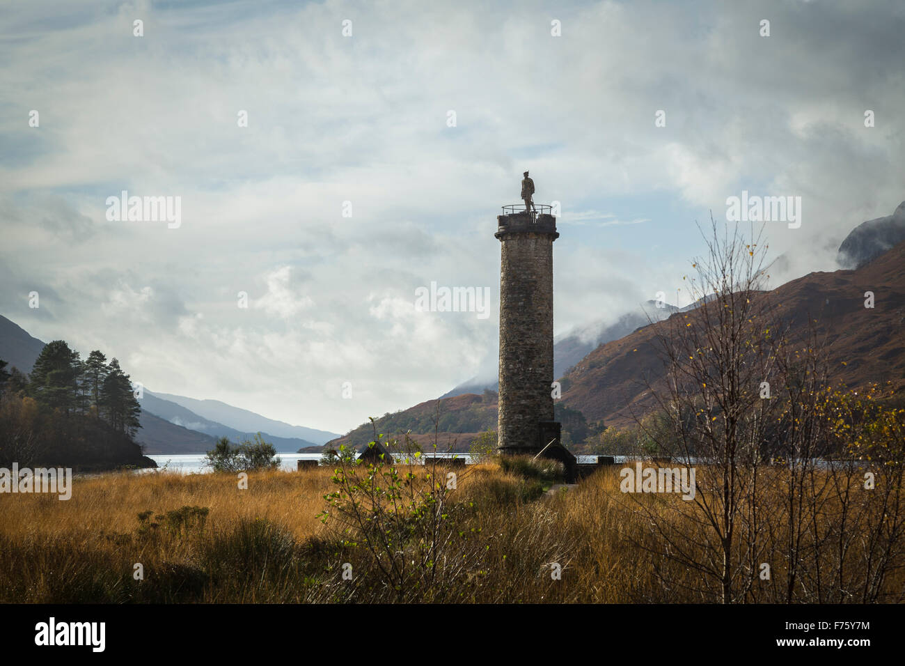 The Unknown Highlander monument at the head of Loch Shiel, Glenfinnan ...