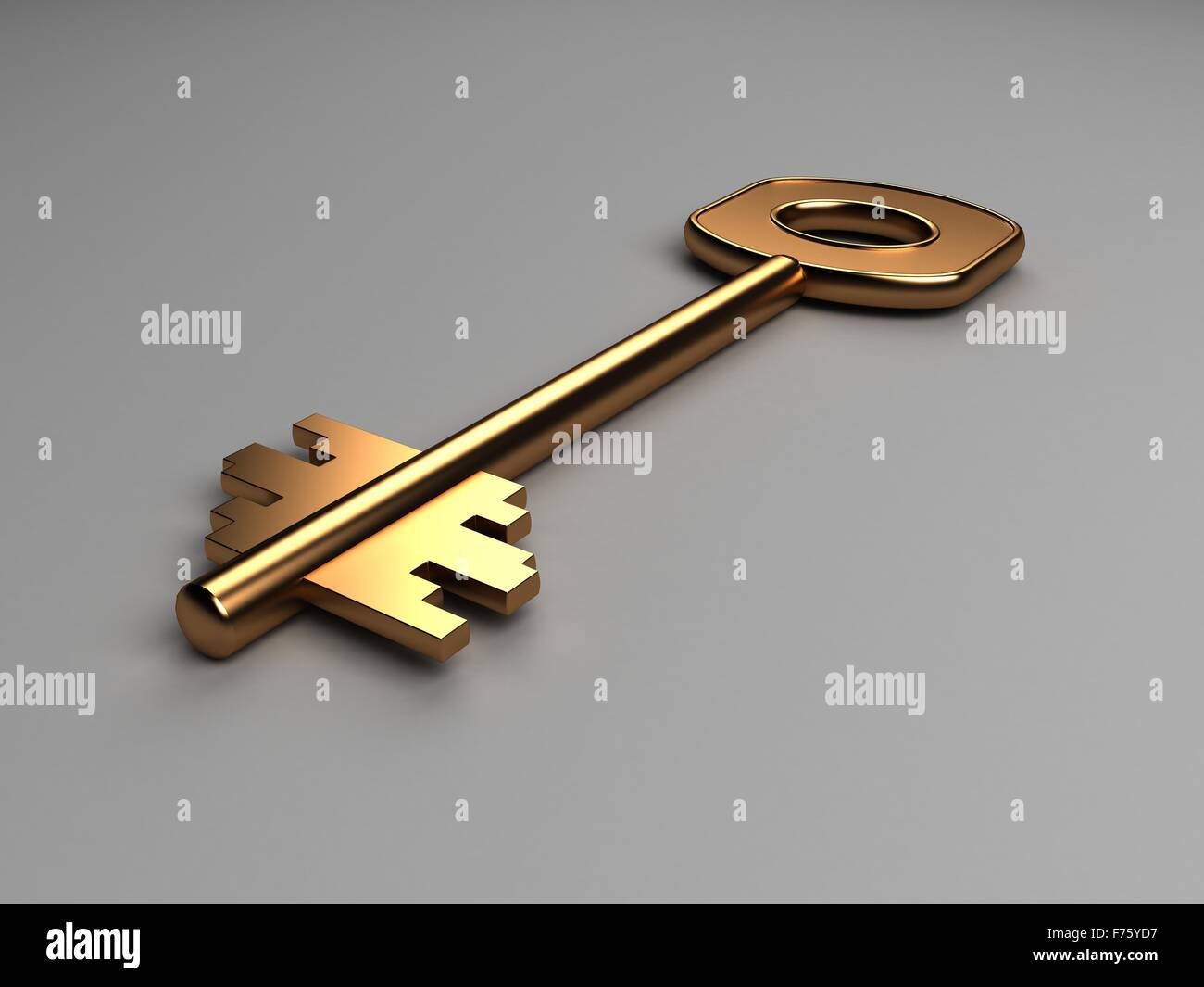 three dimensional gold key Stock Photo - Alamy