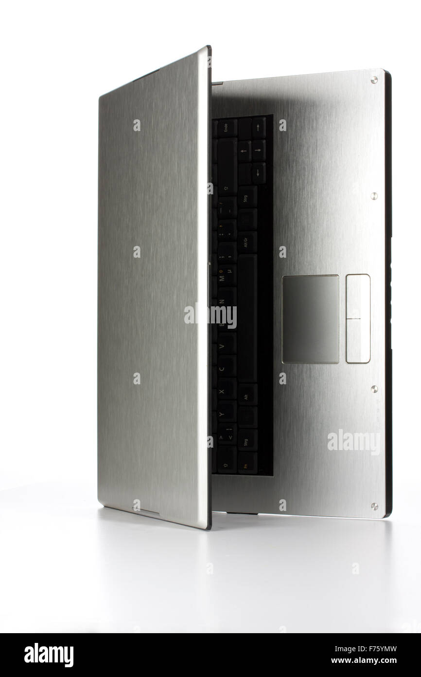 aluminium notebook computer on white background Stock Photo - Alamy