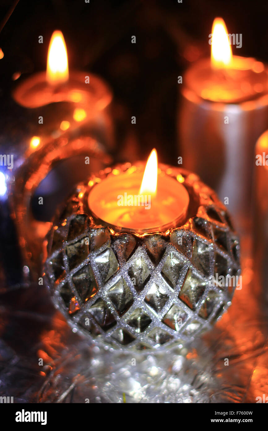 Festive Christmas candles Stock Photo - Alamy