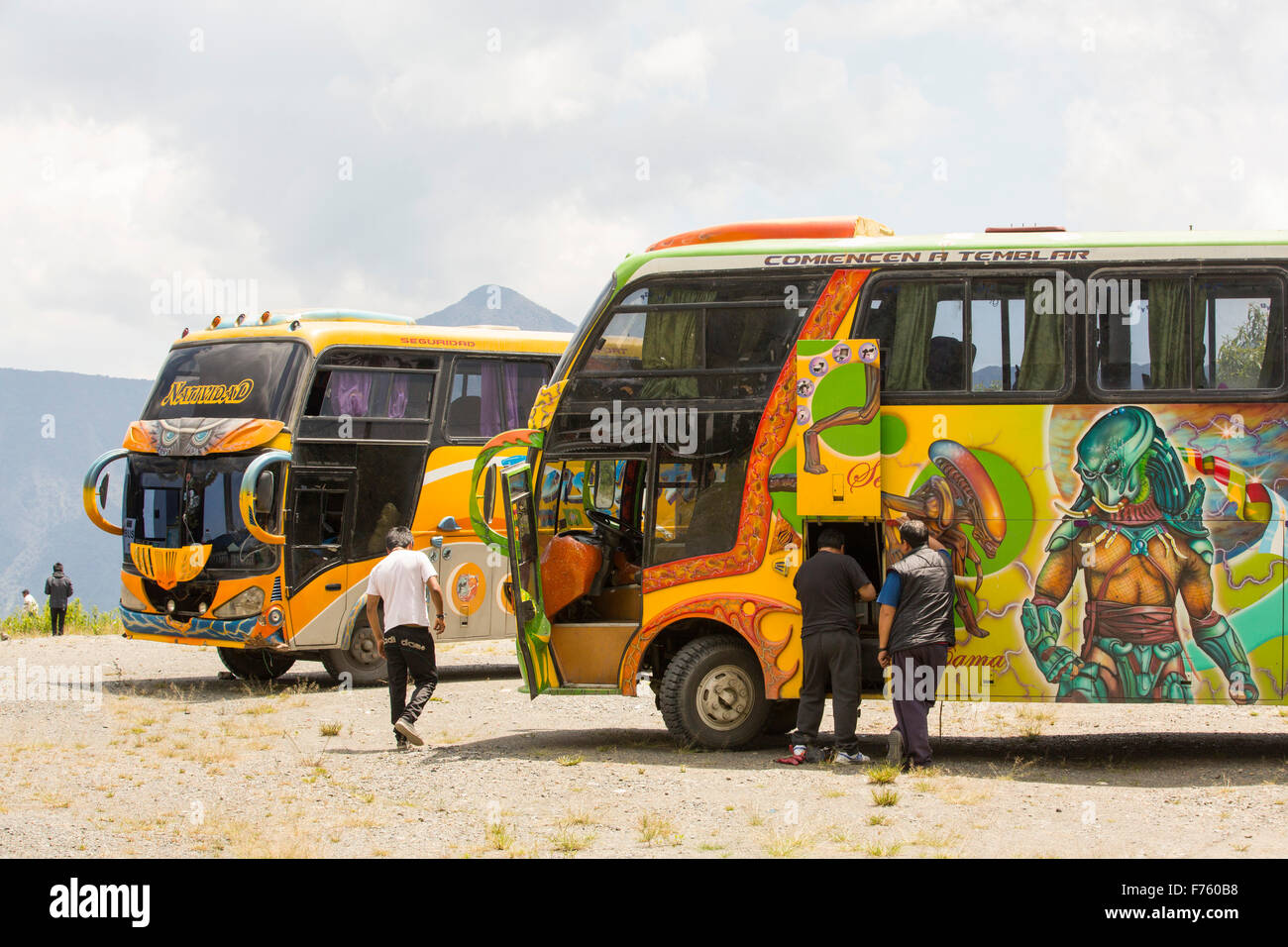 Buses in Bolivia painted with alsorts of colourful characters Stock ...