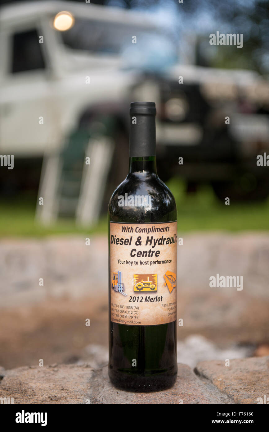 Francistown, Botswana - wine and camping set up with 110 Land Rover ...