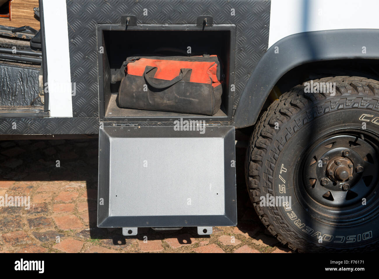 Francistown, Botswana - Side locker of 110 Land Rover defender Stock ...