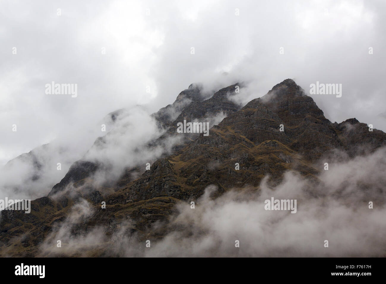 Mist shrowded mountains in the Cordillera Real in Bolivia Stock Photo ...
