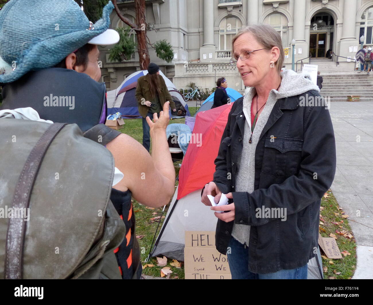 Berkeley, California, USA. 22nd Nov, 2015. Andrea Prichett (R), founder ...
