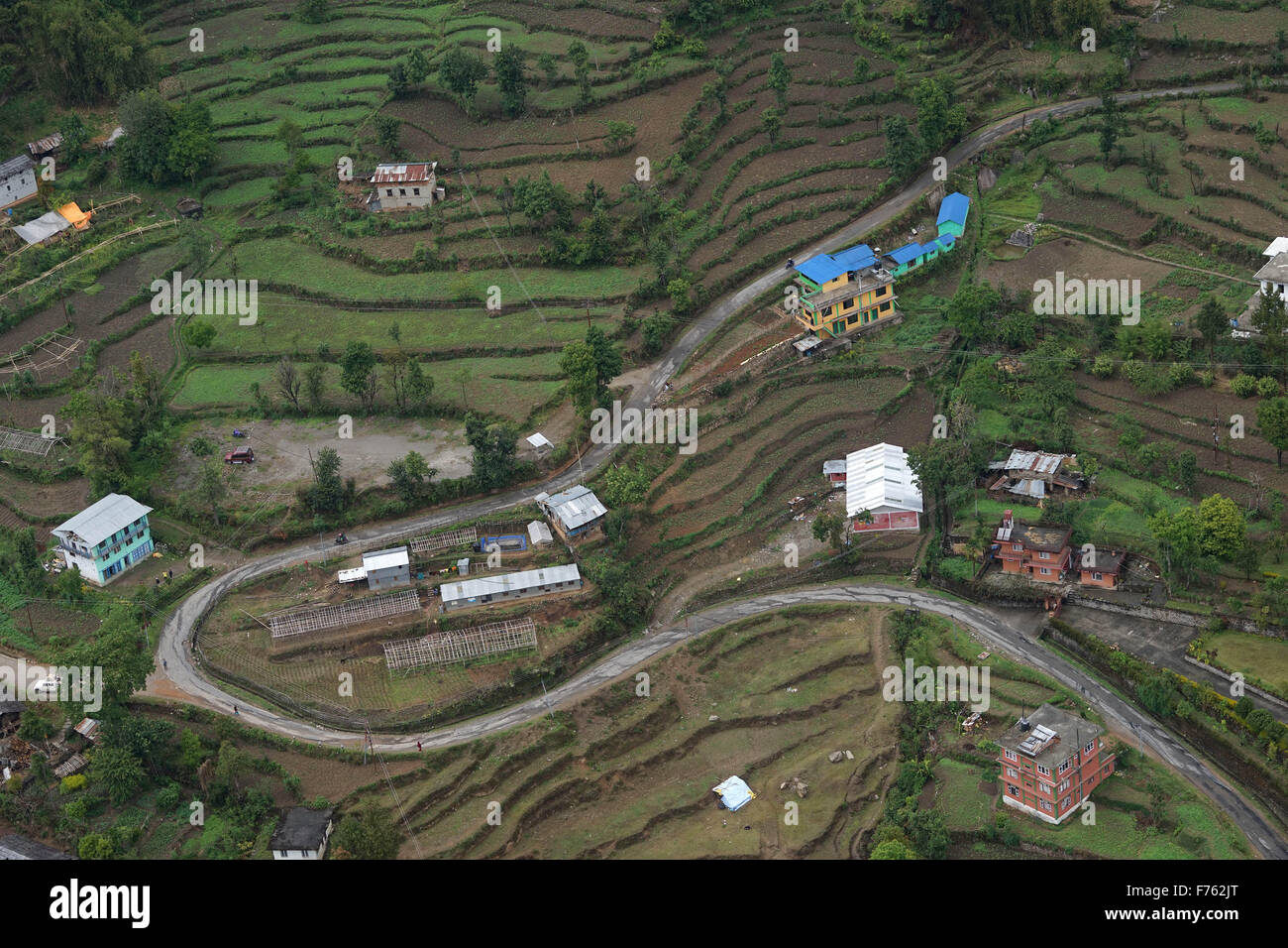 Aerial view of village road, kathmandu, nepal, asia Stock Photo - Alamy