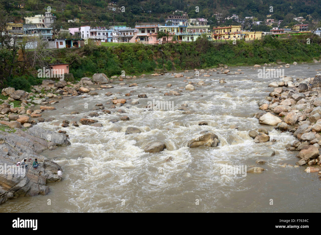 Alaknanda river, village, Uttarakhand, India, Asia Stock Photo - Alamy