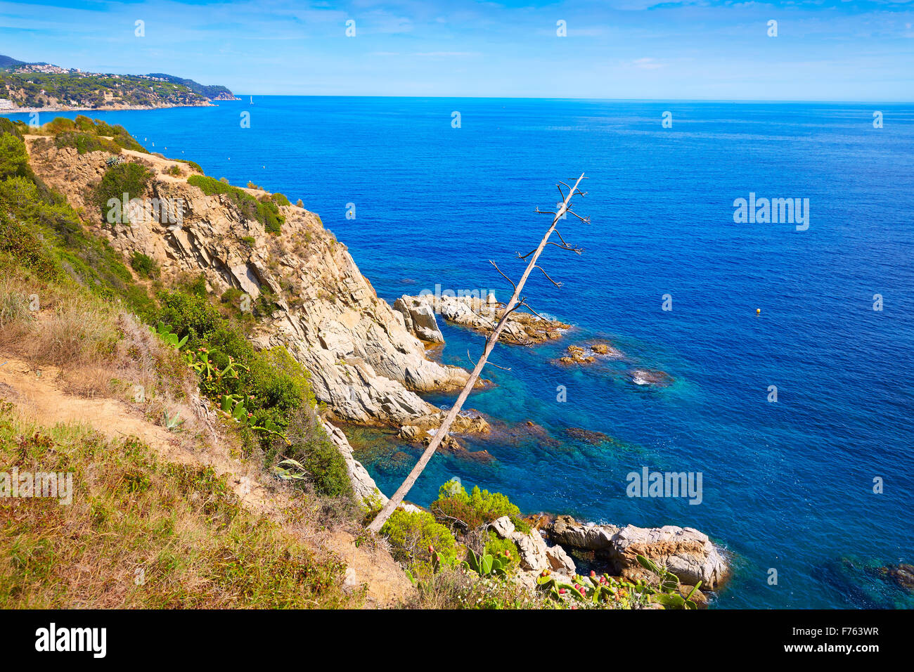 Costa Brava beach Lloret de Mar in Catalonia Cala Banys at Spain Stock ...