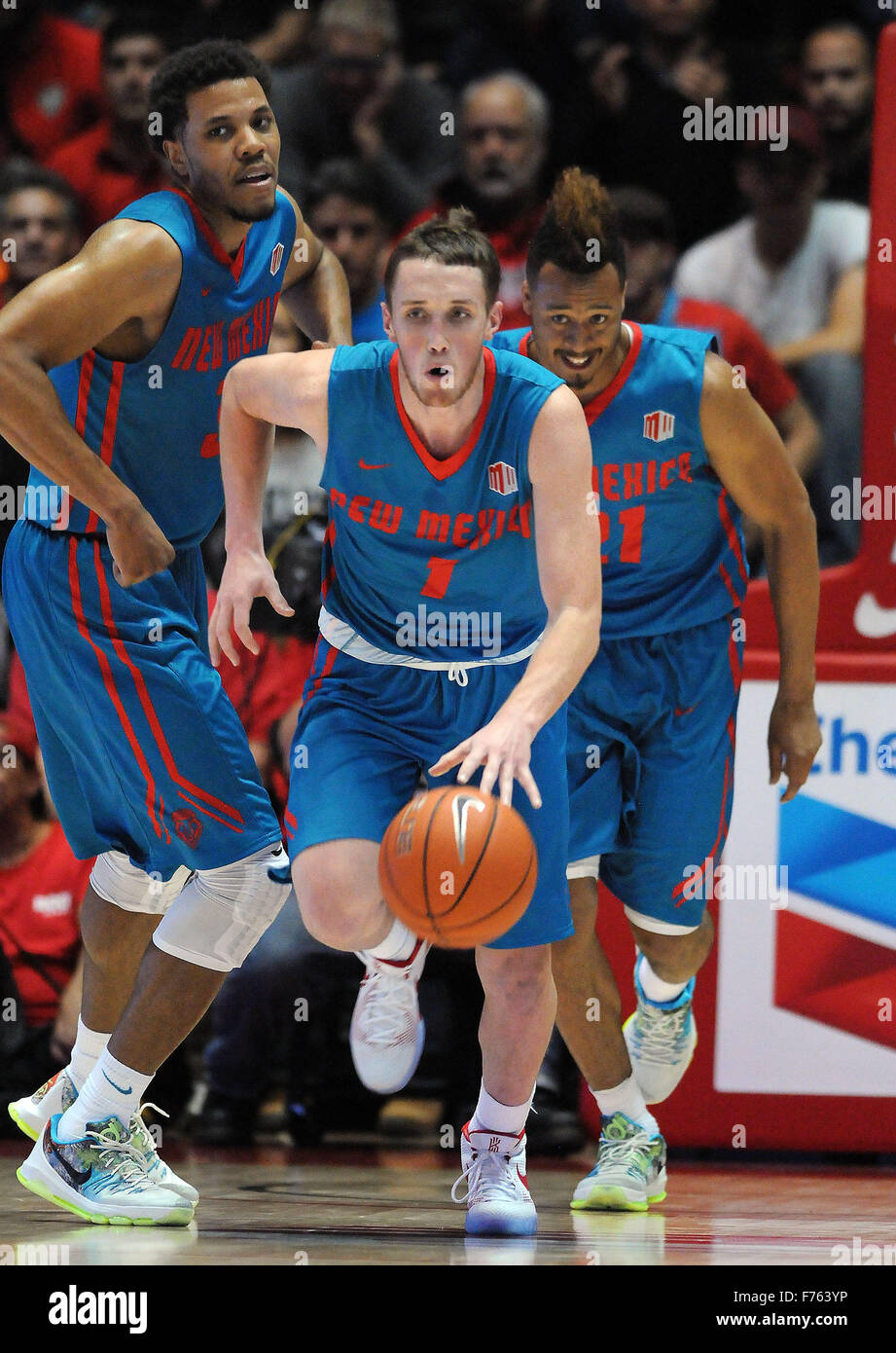 Rio Rancho, NM, USA. 25th Nov, 2015. UNM's # 1 Cullen Neal brings the ...