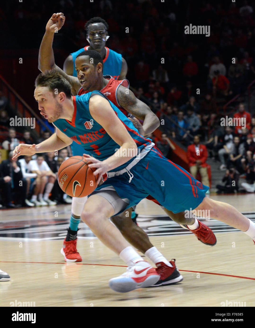 Rio Rancho, NM, USA. 25th Nov, 2015. UNM's # 1 Cullen Neal drives ball ...