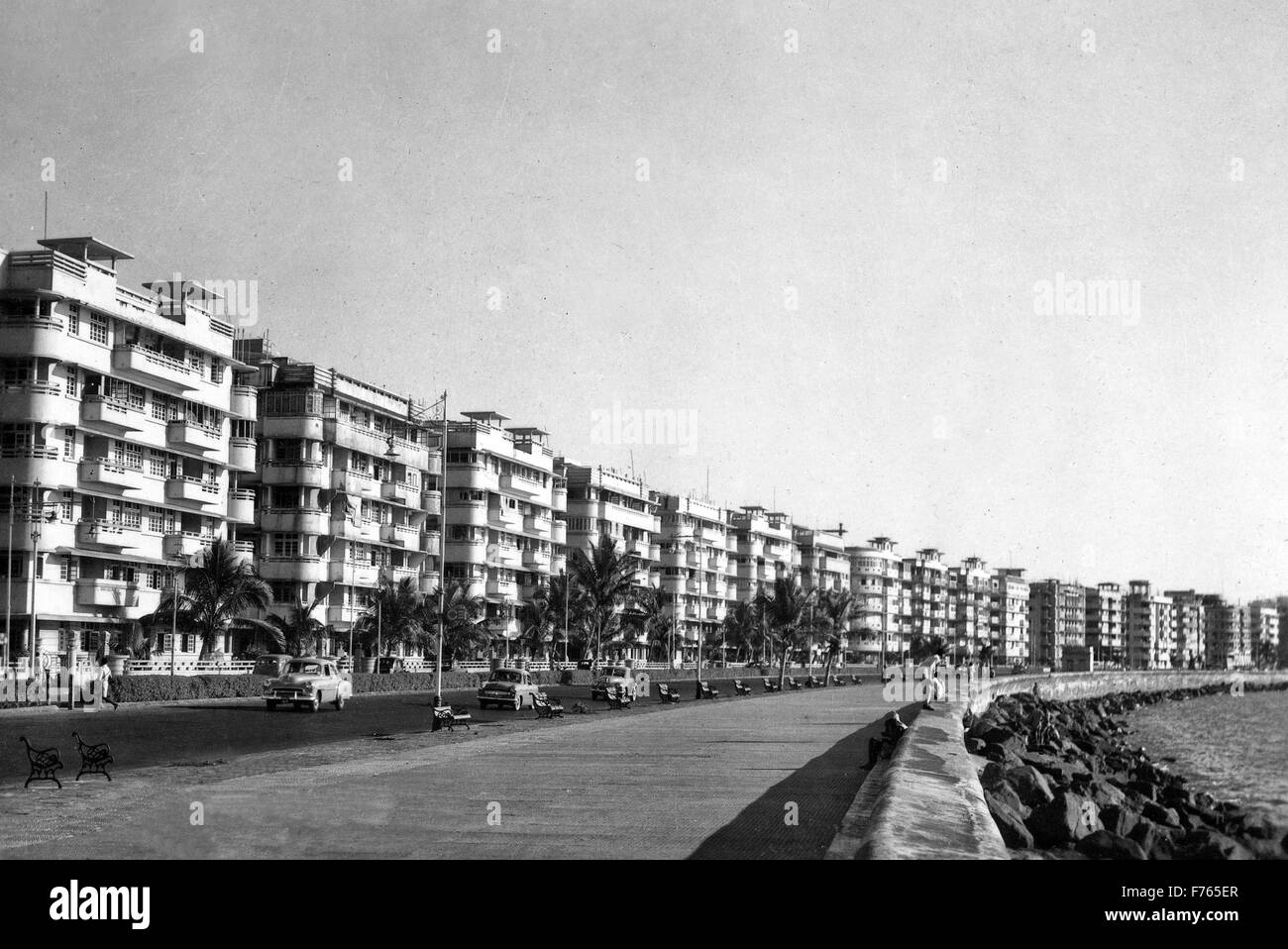 Marine Drive, Bombay, Mumbai, Maharashtra, India, Asia, Old vintage ...