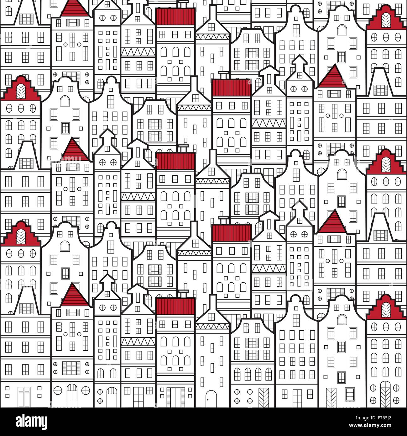 seamless pattern house variation in Amsterdam, Netherlands Vector Stock ...