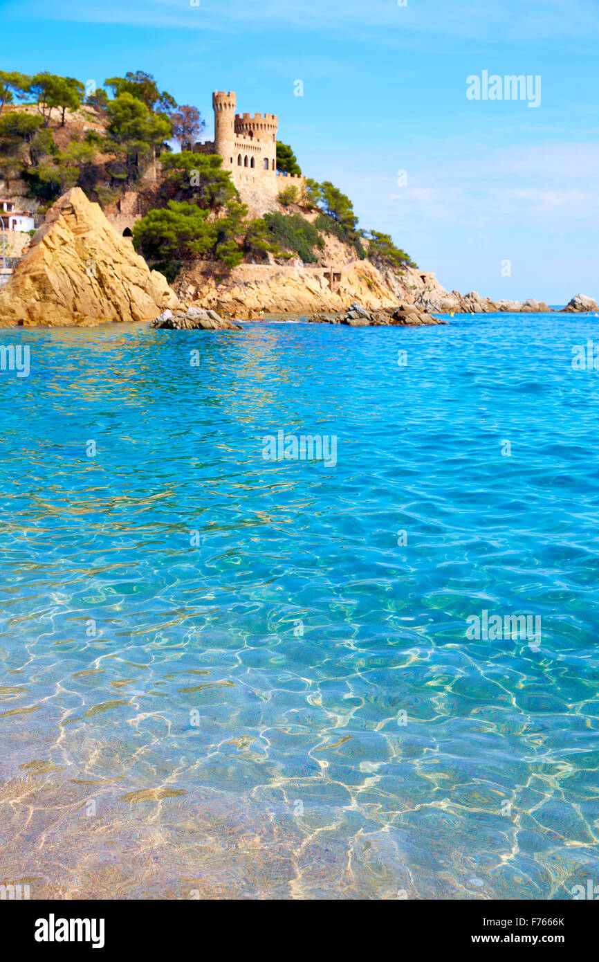 Lloret de Mar Castell Plaja at Sa Caleta beach in costa Brava of ...