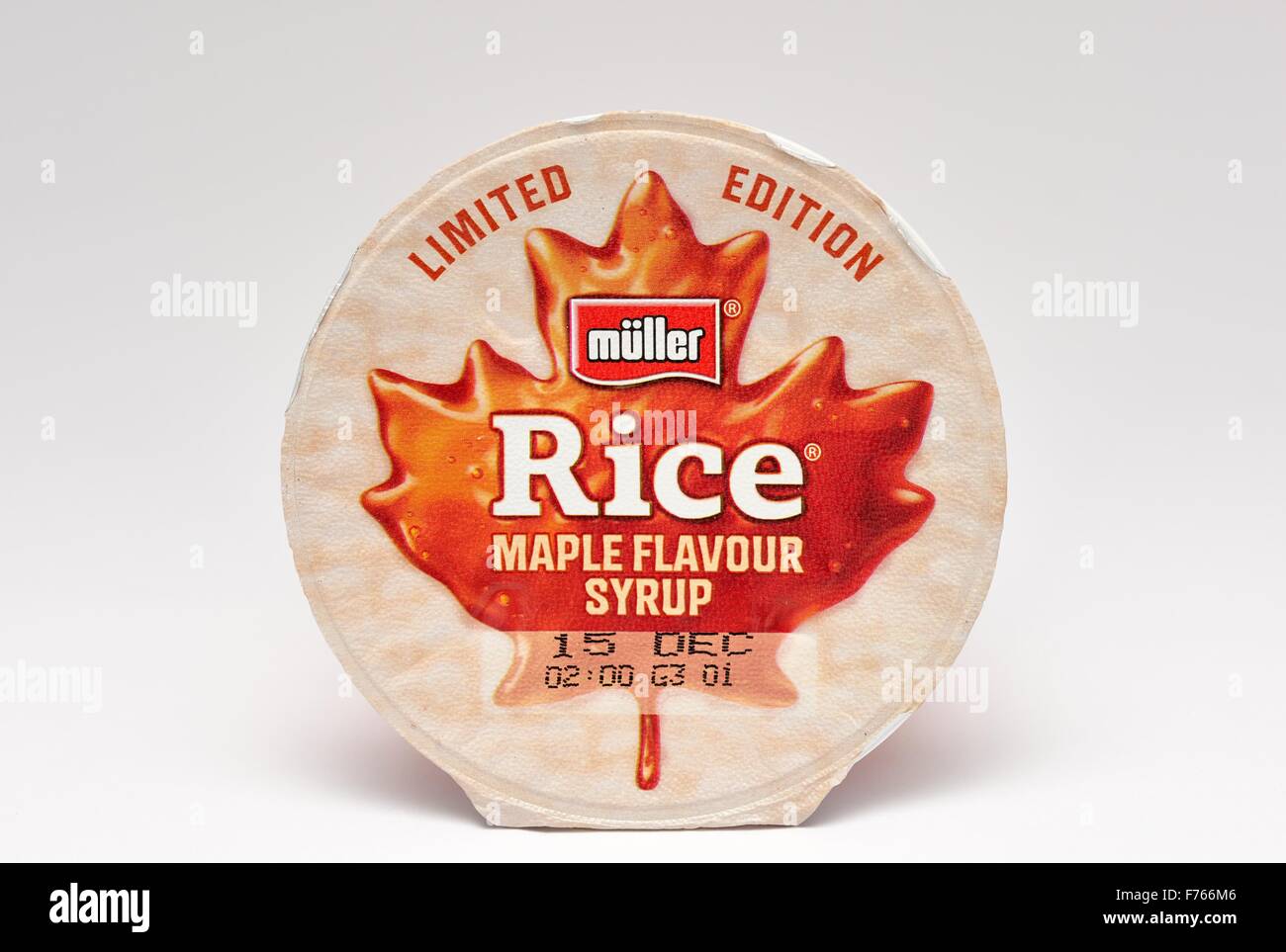 Limited edition Muller rice maple syrup flavour Stock Photo - Alamy
