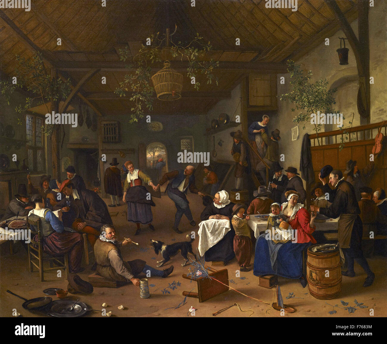 Jan Steen - Merrymaking in a Tavern with a Couple Dancing Stock Photo ...