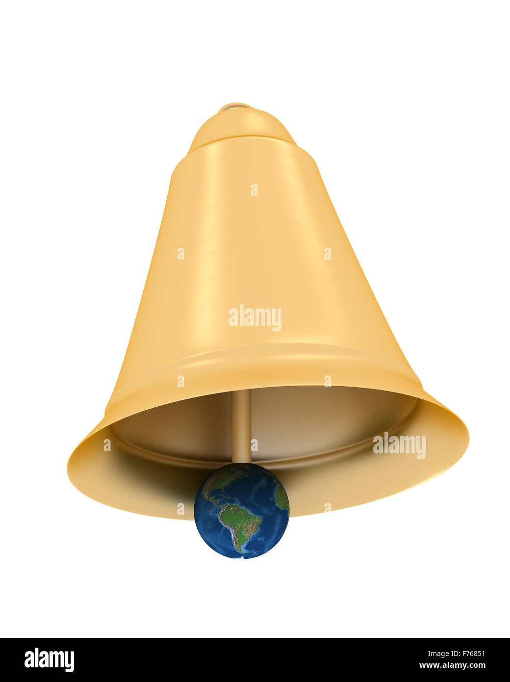 Gold hand bell on a white background. 3D image Stock Photo - Alamy