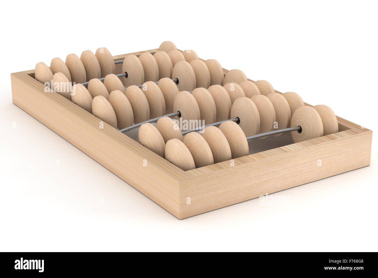 Old wooden abacus on a white background. 3D image Stock Photo - Alamy