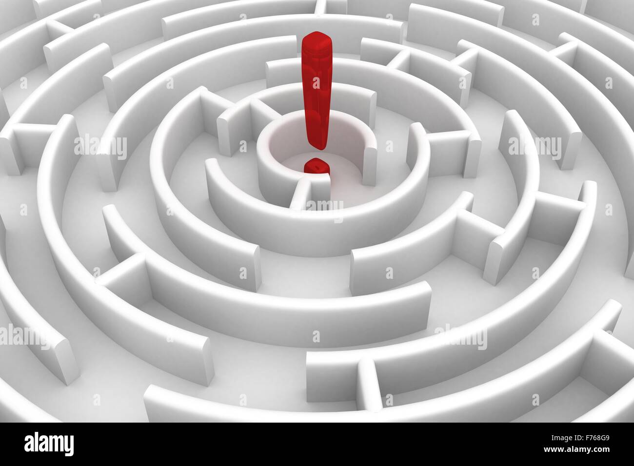 White circle labyrinth. 3D image Stock Photo - Alamy
