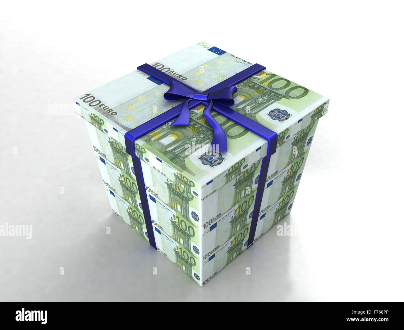 three dimensional gift box opened with 100 euro bills Stock Photo - Alamy