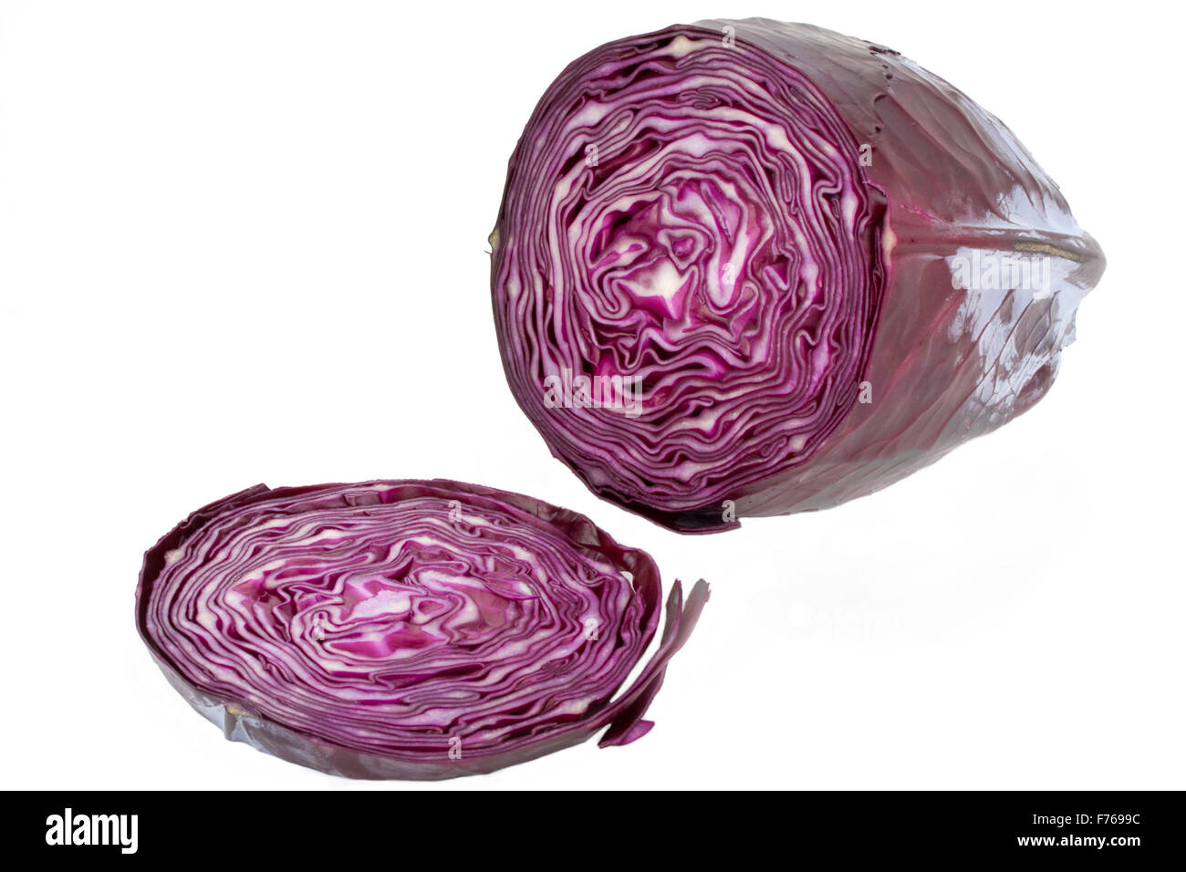 sliced red cabbage on white background Stock Photo - Alamy