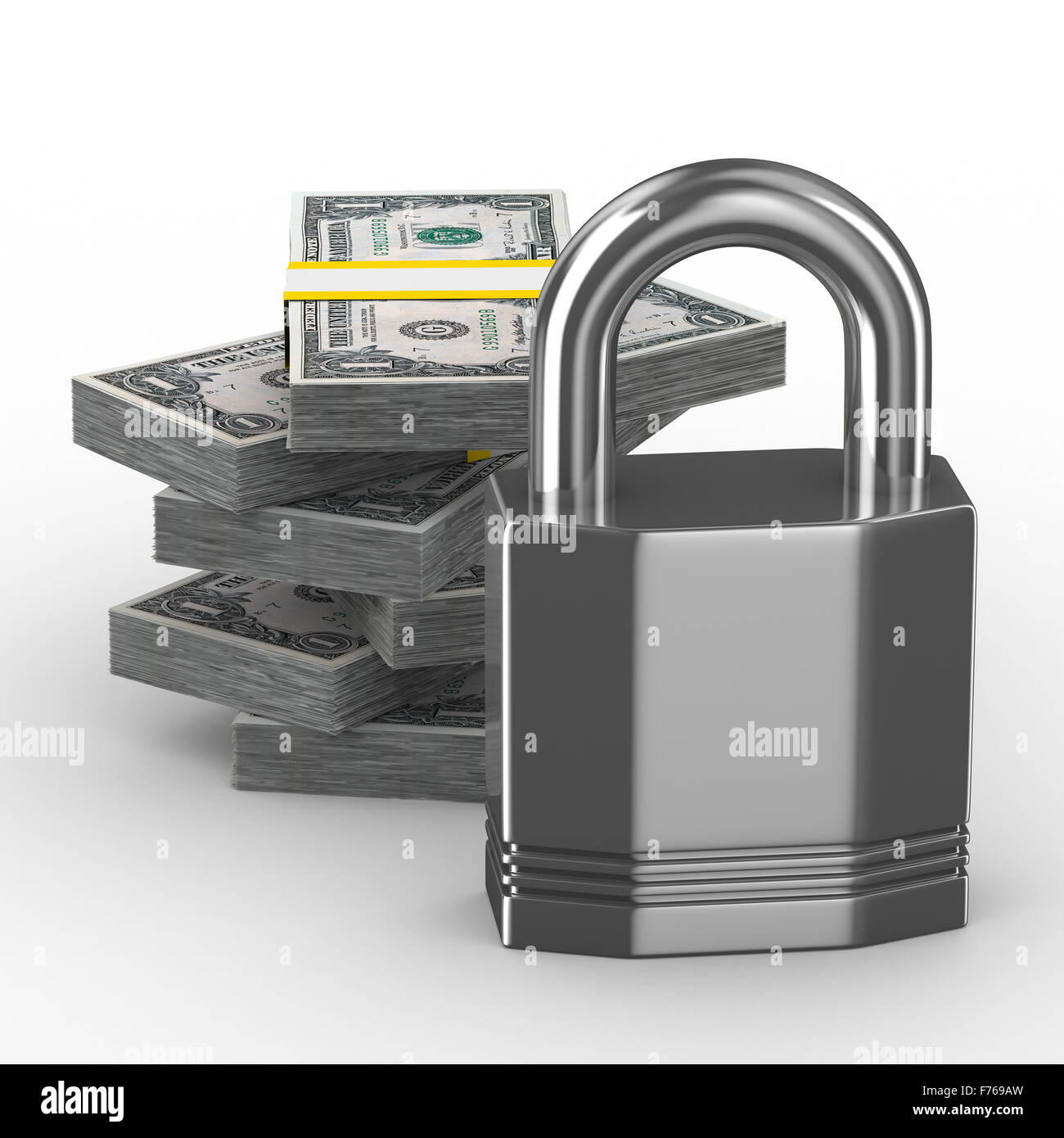 Protection of money. Isolated 3D image on white background Stock Photo ...