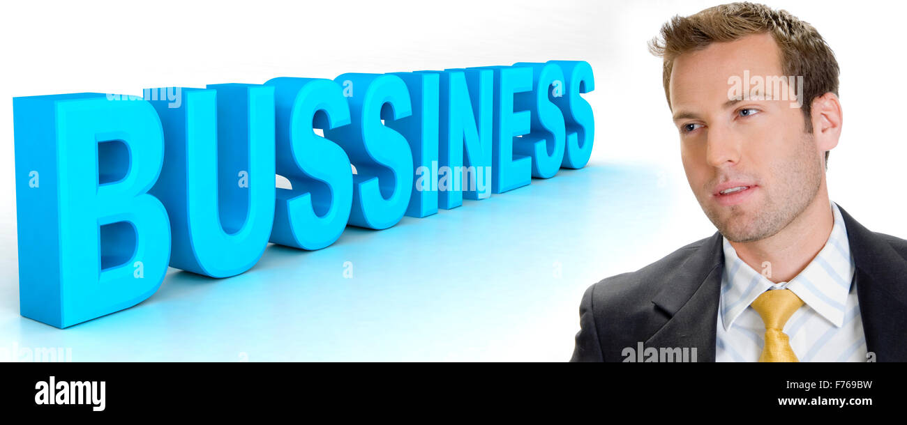 handsome man and business word Stock Photo - Alamy