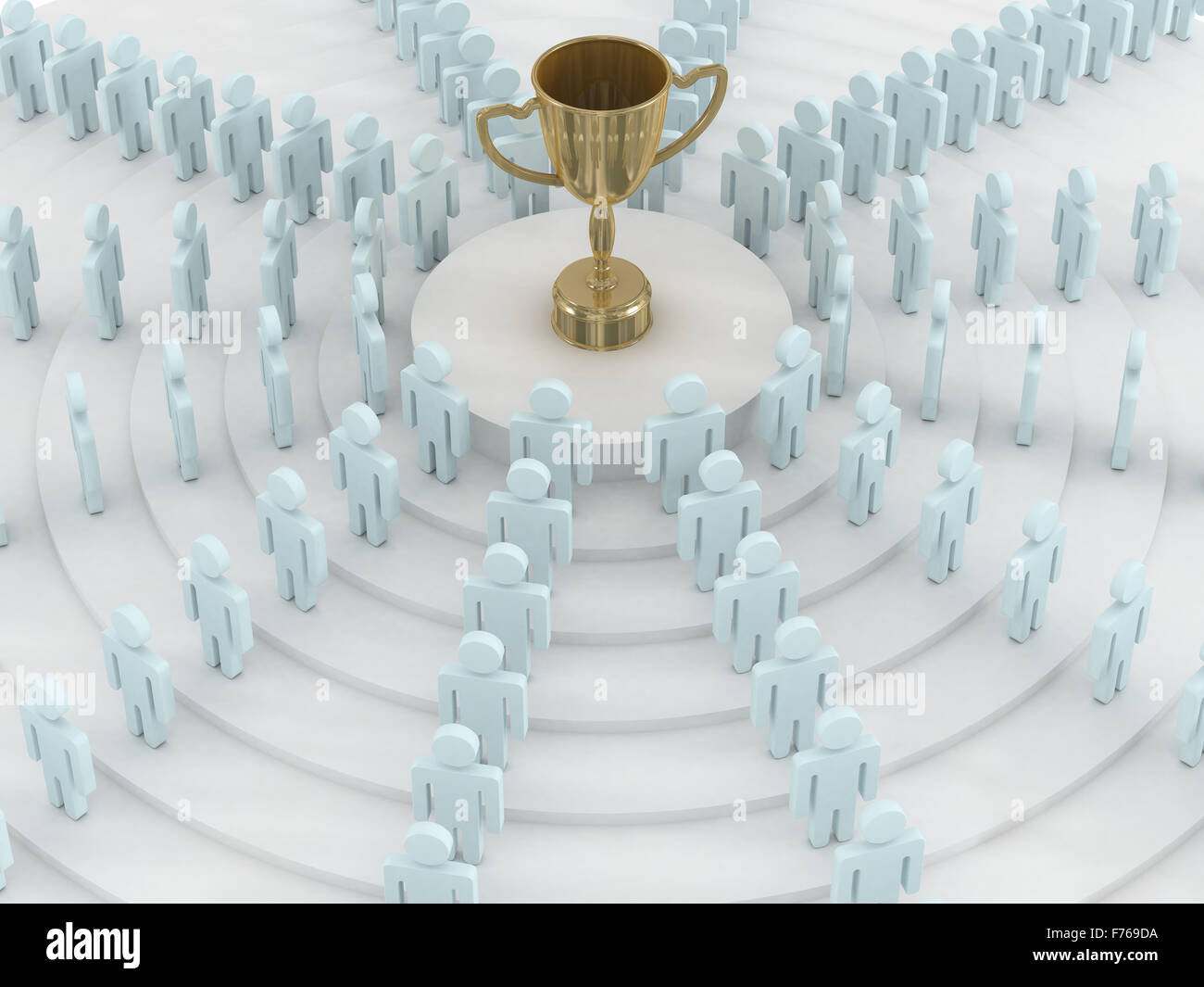 Group of people standing round cup. 3D image Stock Photo - Alamy
