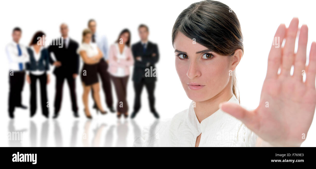 woman giving warning to you Stock Photo - Alamy