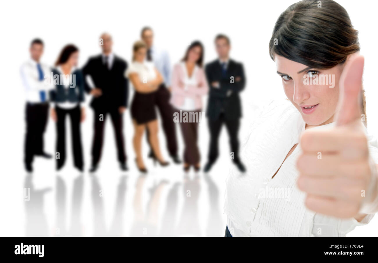 smiling lady showing approval sign Stock Photo - Alamy