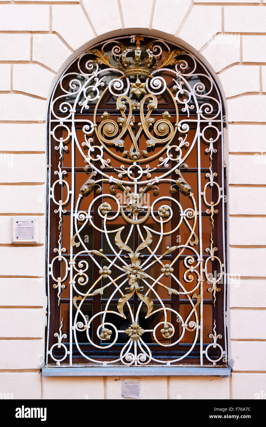 Grille on the window of the old church Stock Photo - Alamy