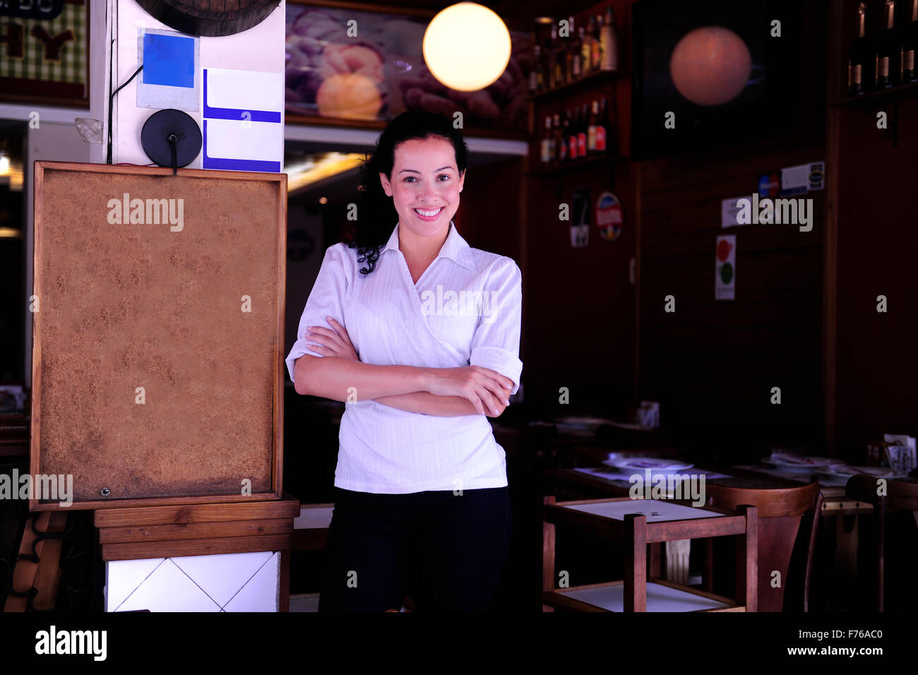 happy owner of a restaurant Stock Photo - Alamy