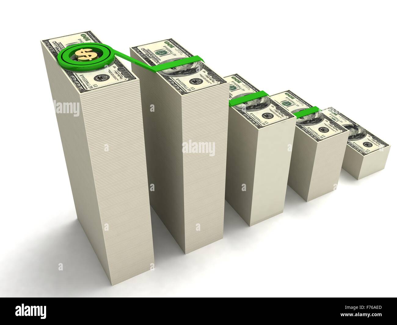 loss bar graph with dollar sign Stock Photo - Alamy