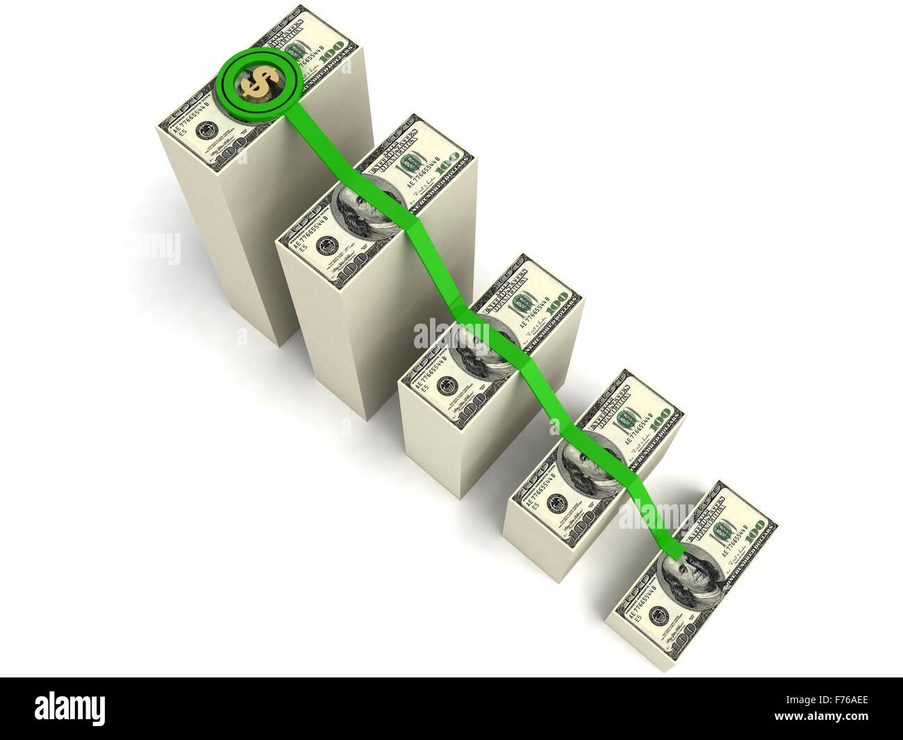 display of loss bar graph with dollar sign Stock Photo - Alamy