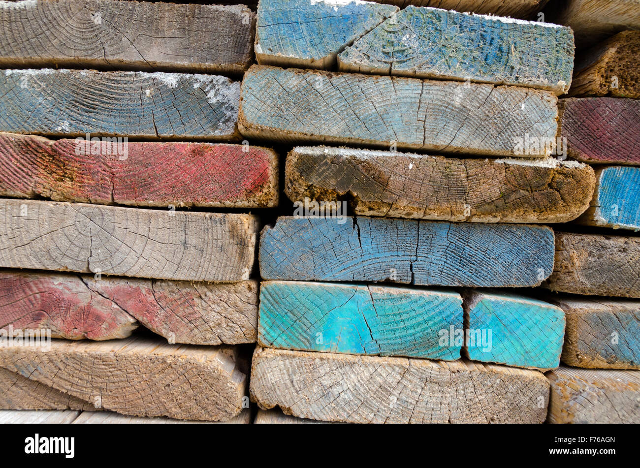colored plates by scaffolding on a building site Stock Photo - Alamy