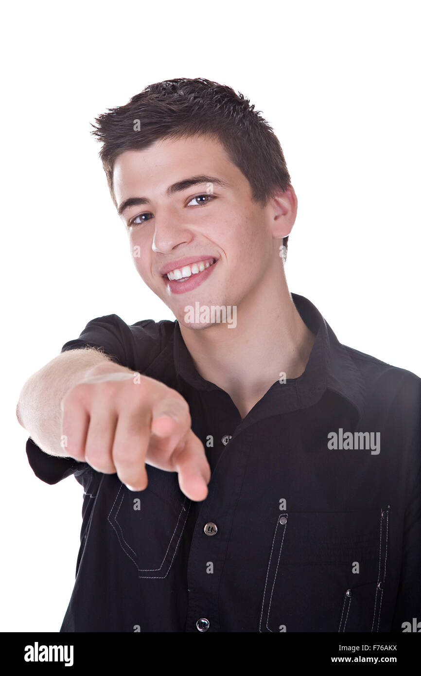 Young Man Pointing Stock Photo - Alamy