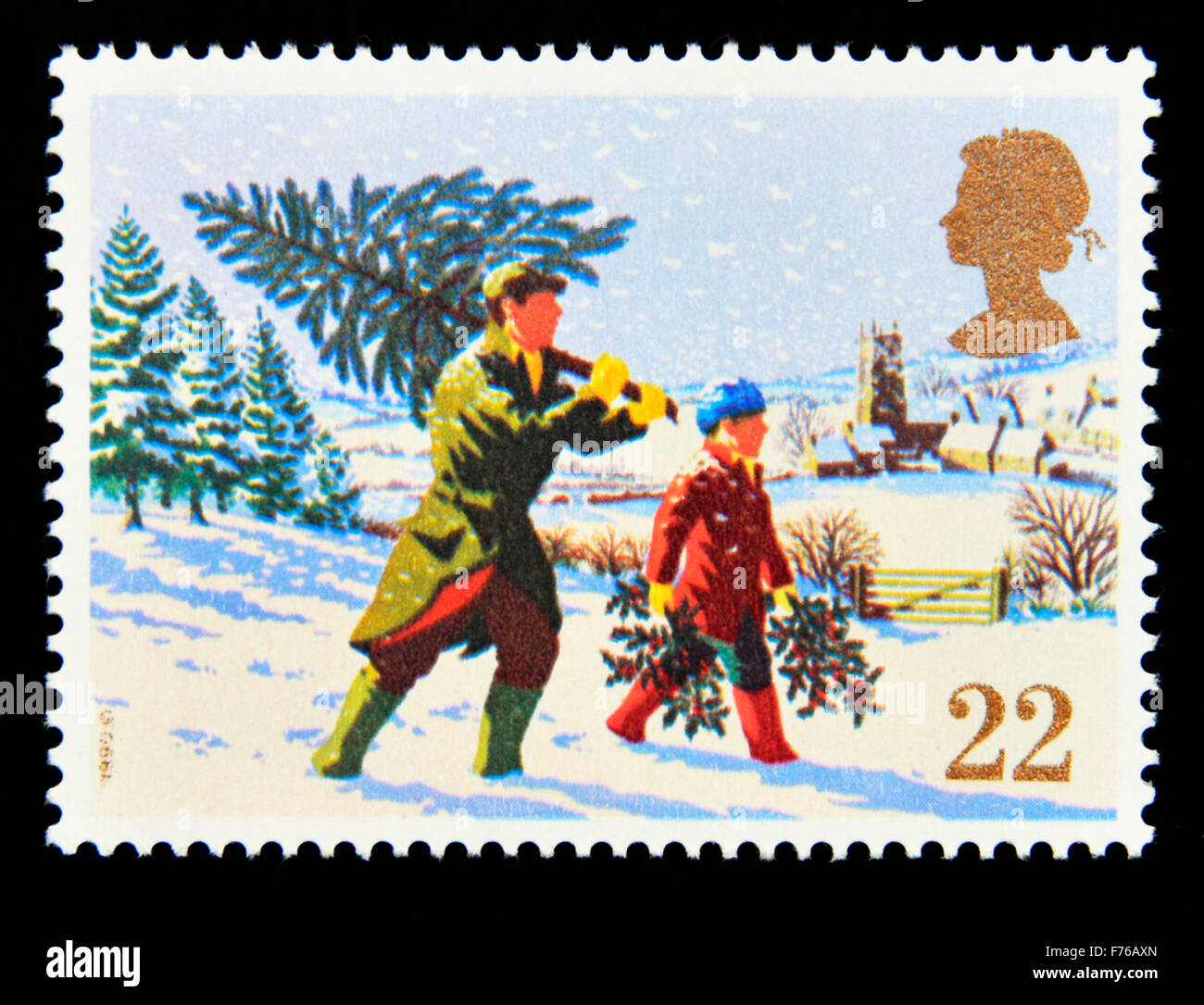 Postage stamp. Great Britain. Queen Elizabeth II. 1990. Christmas ...