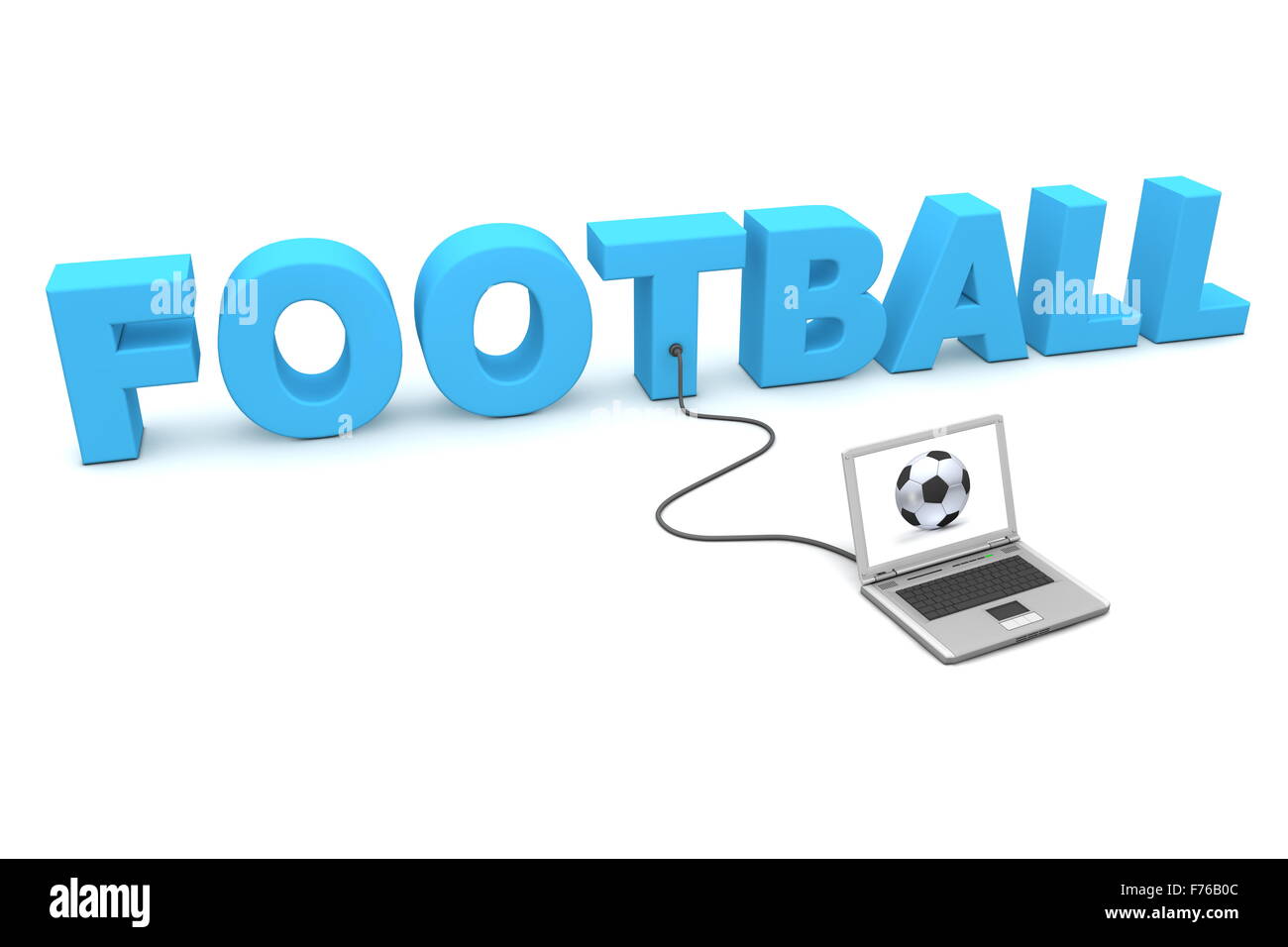 Laptop Wired to Football Stock Photo - Alamy