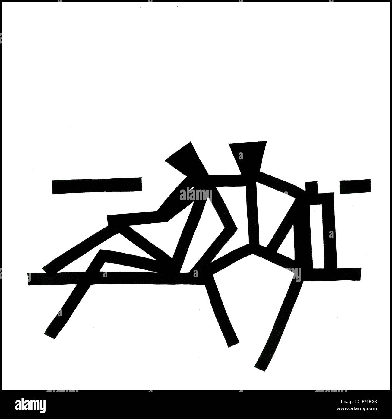 Illustration line drawing of men waiting on platform Stock Photo - Alamy