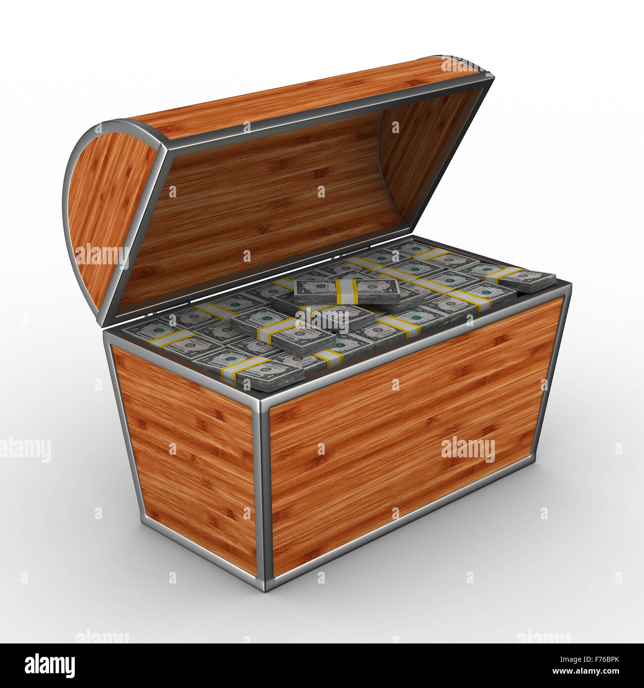 Open box with dollars on white background. Isolated 3D image Stock ...