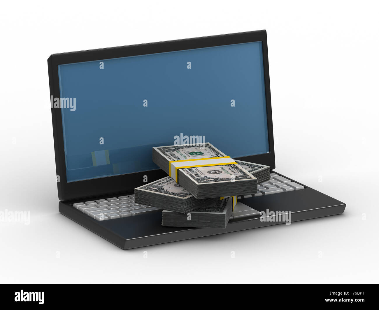 Computer and cashes. Isolated 3D image on white Stock Photo - Alamy