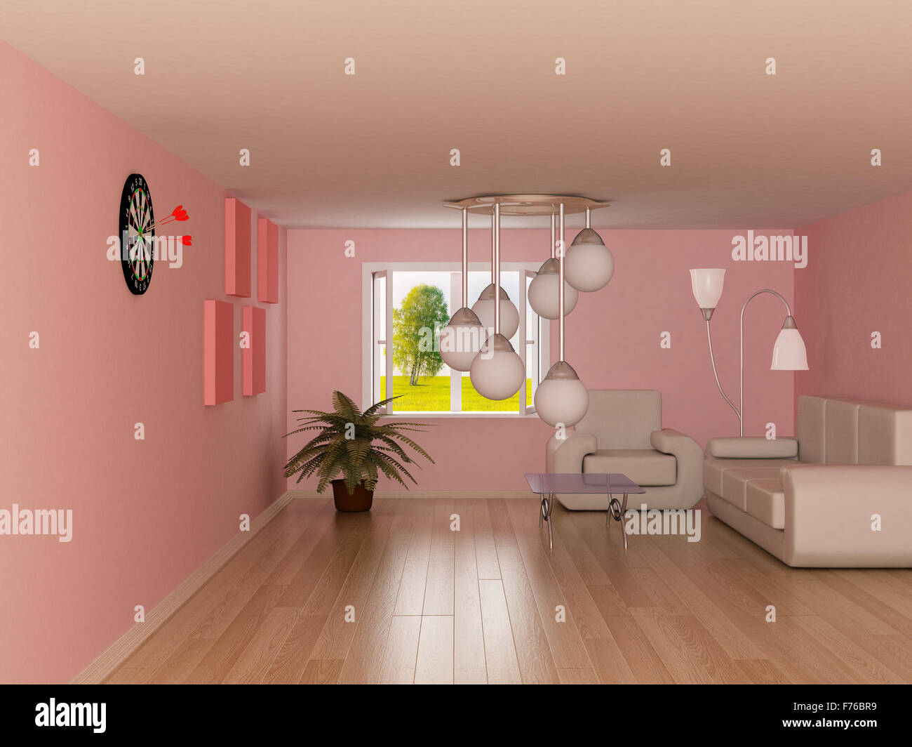 Interior of a living room. 3D image Stock Photo - Alamy