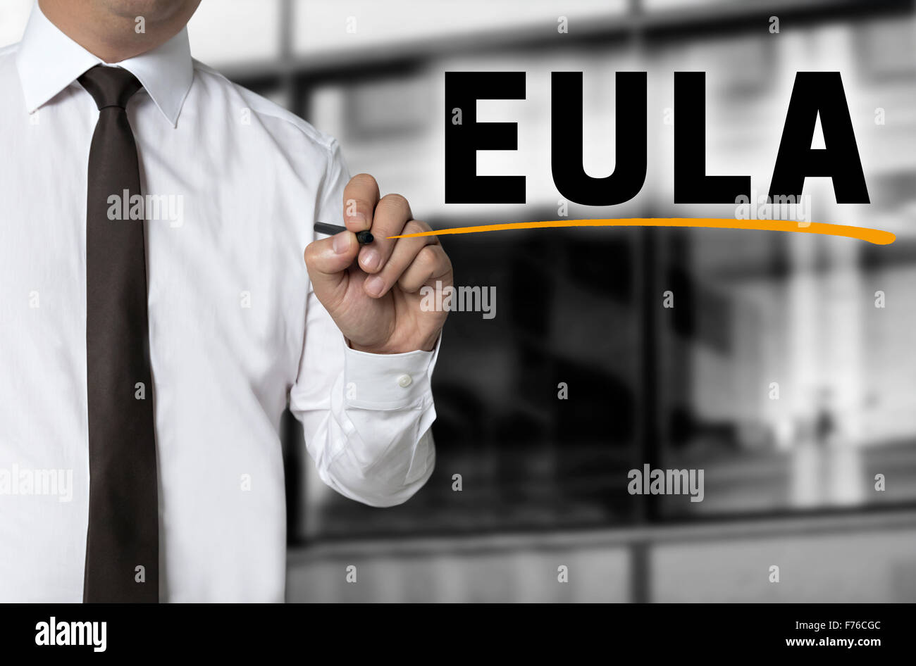 Eula is written by businessman background concept Stock Photo - Alamy