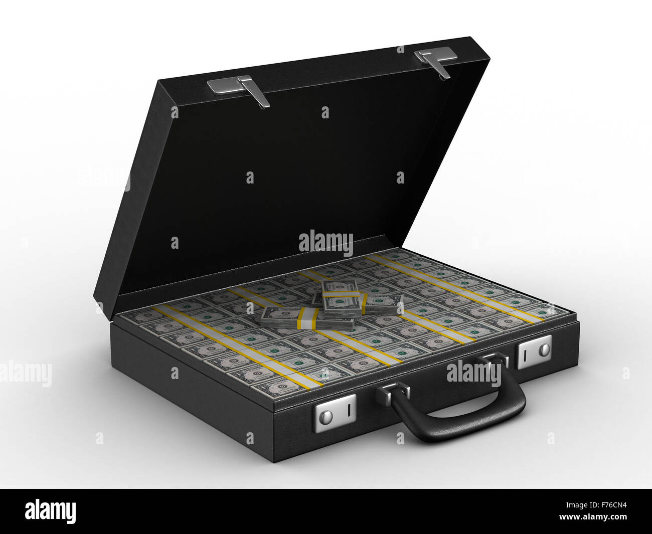 Case with money on white background. isolated 3D image Stock Photo - Alamy