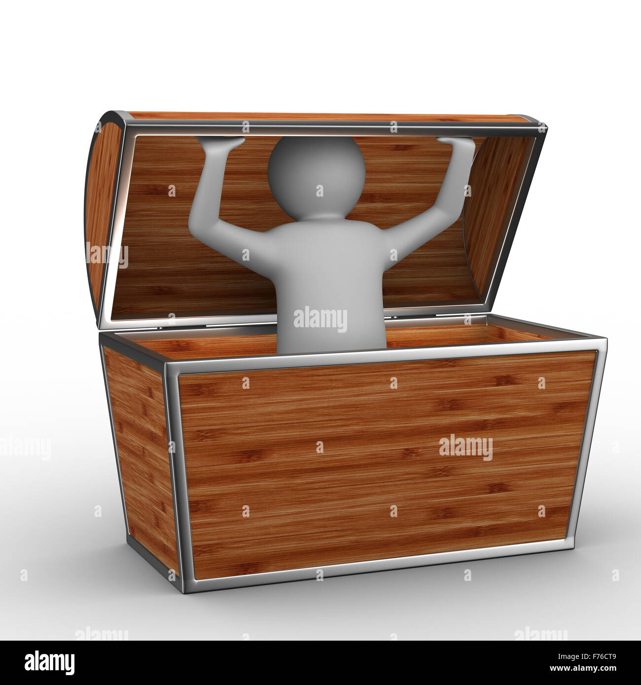 man into box on white background. Isolated 3D image Stock Photo - Alamy