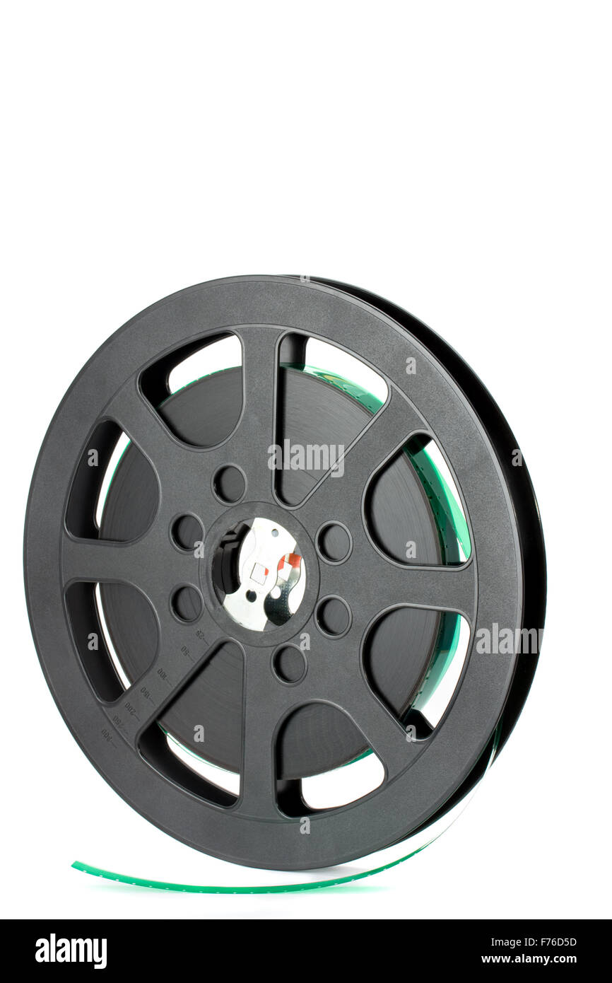 black 16 mm film reel isolated on white Stock Photo - Alamy