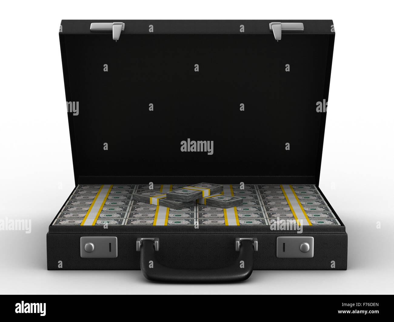 Case with money on white background. isolated 3D image Stock Photo - Alamy