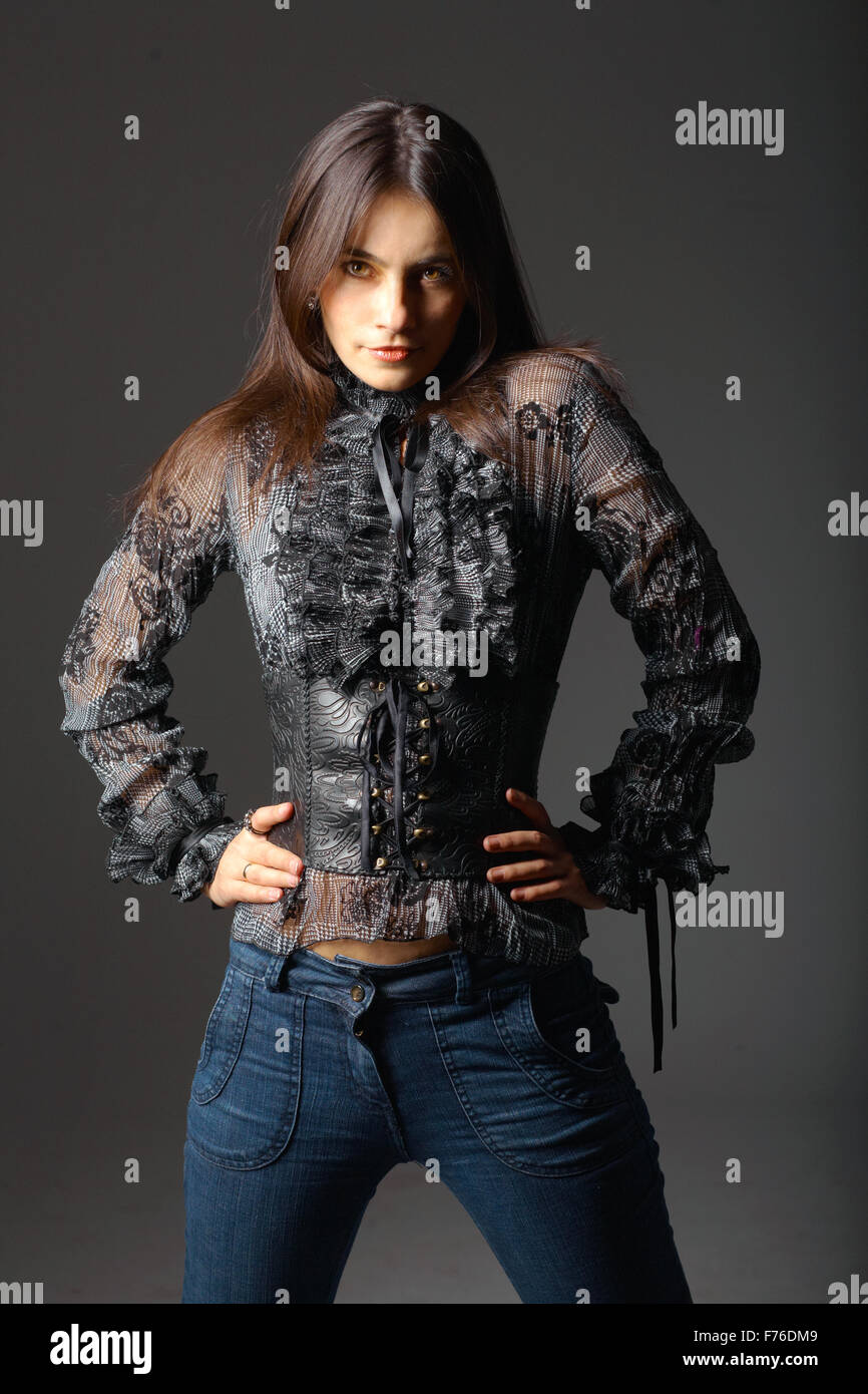 Attractive young woman in favourite clothes Stock Photo - Alamy